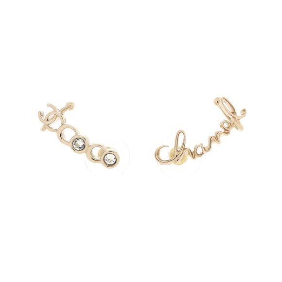 CHANEL | Jewelry | Chanel Coco Script Climber Earrings Metal With ...